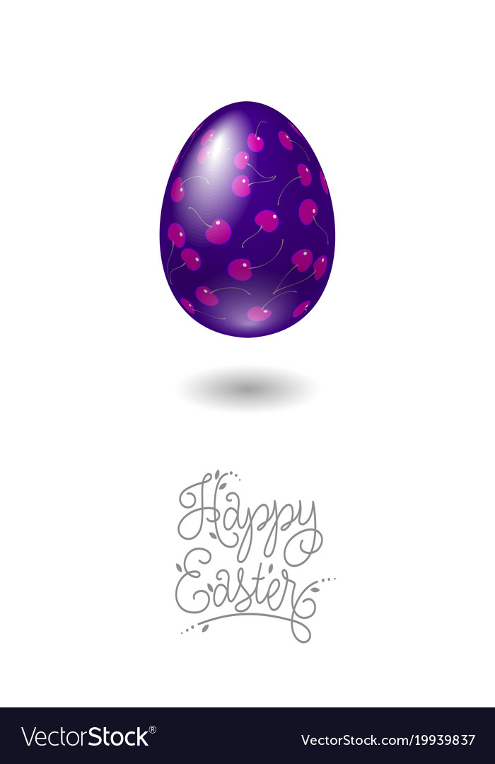 Happy easter card egg cherry pattern Royalty Free Vector