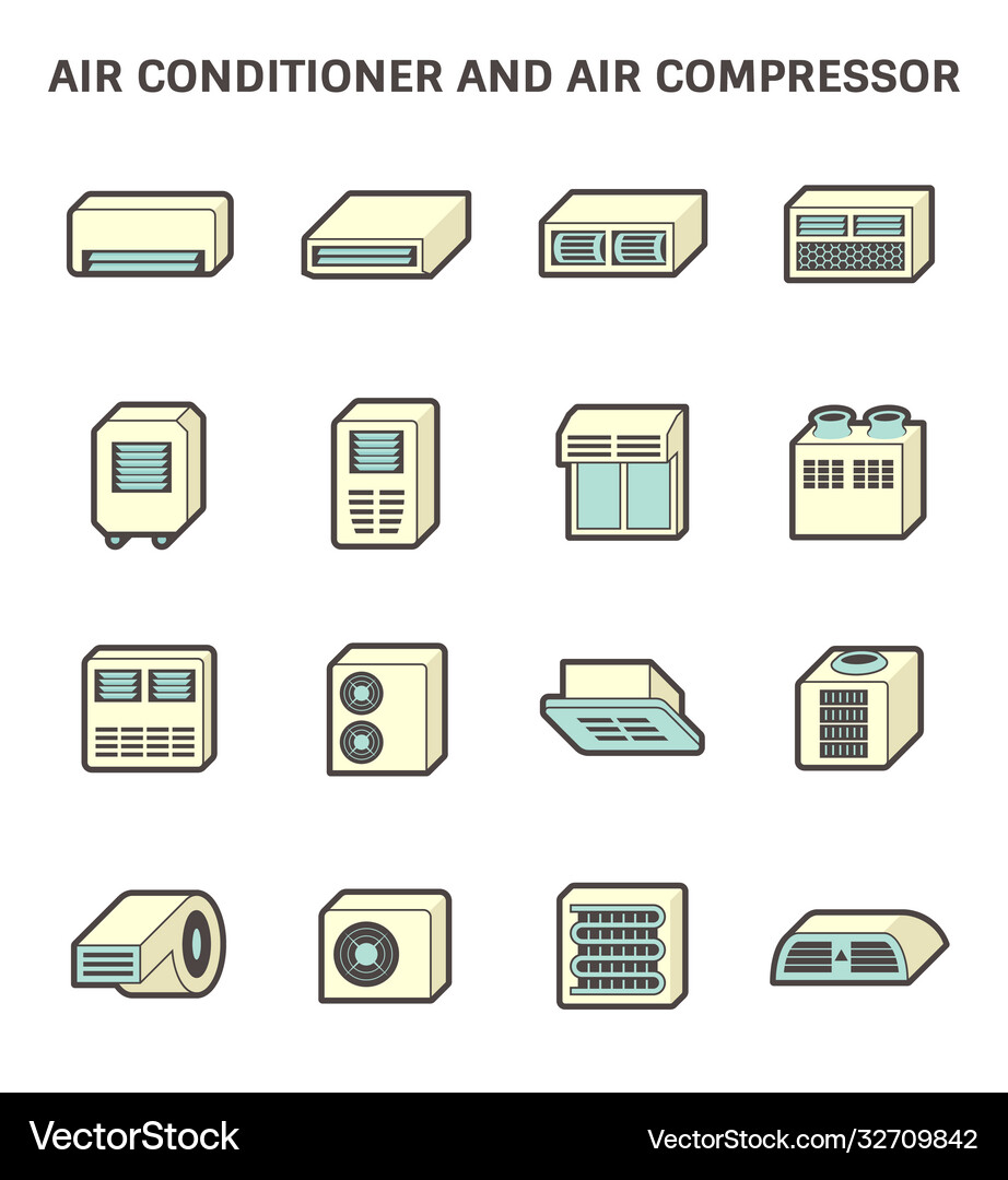 Air conditioner and air compressor part hvac Vector Image