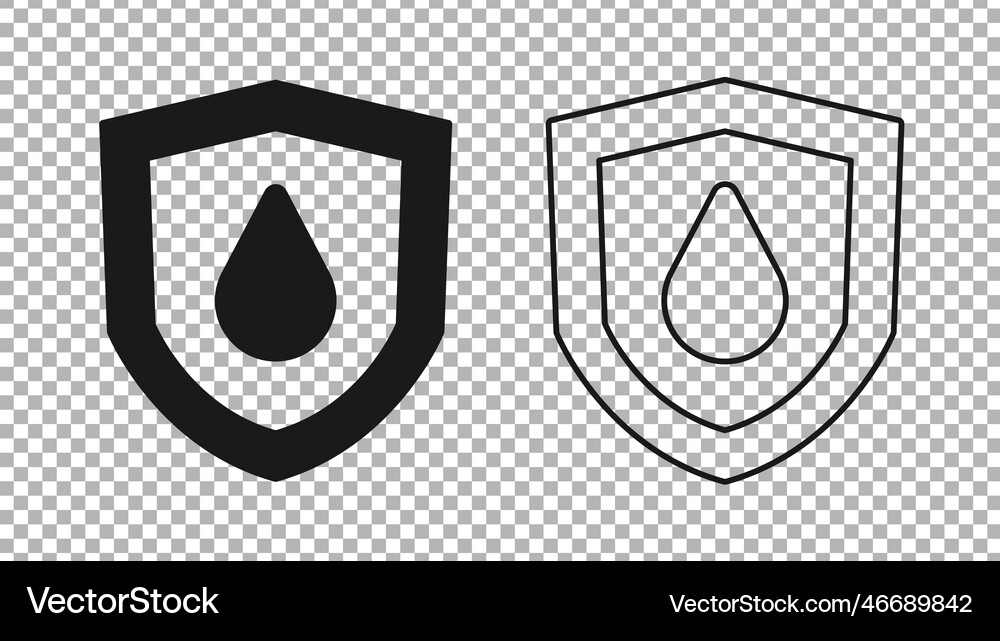Black oil drop on shield icon isolated Royalty Free Vector