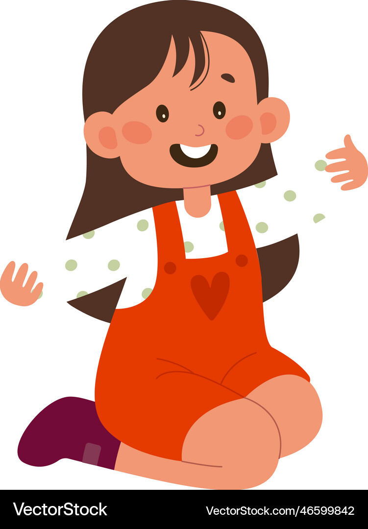Cute girl sitting Royalty Free Vector Image - VectorStock