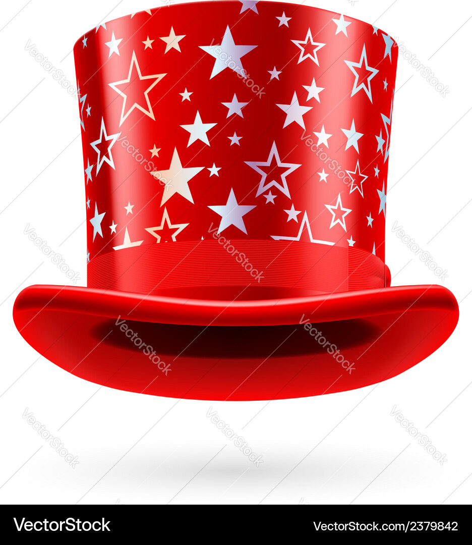 Elegant Red Top Hat with Stars Royalty Free Vector Image