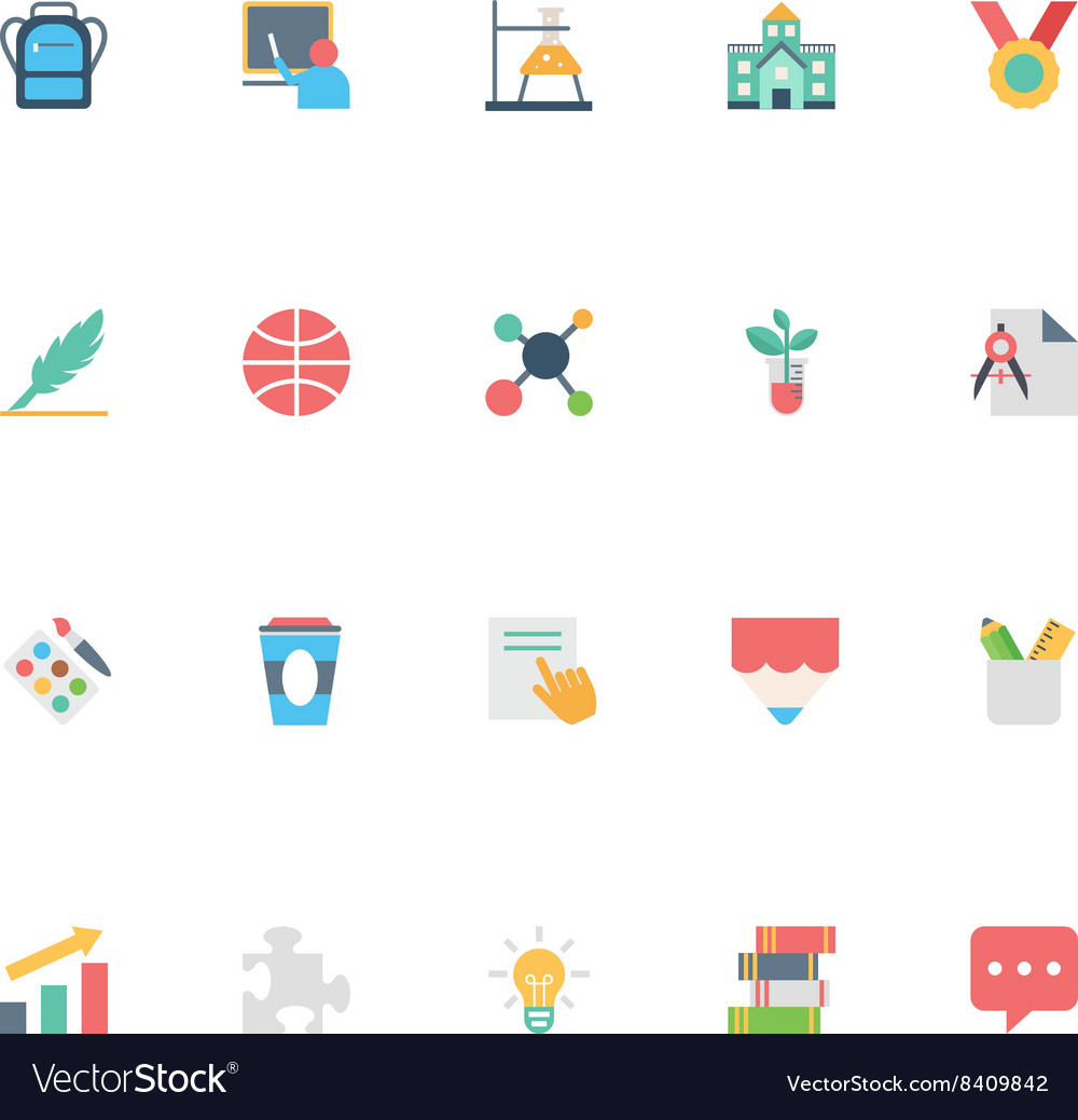 Flat education icons 5 Royalty Free Vector Image