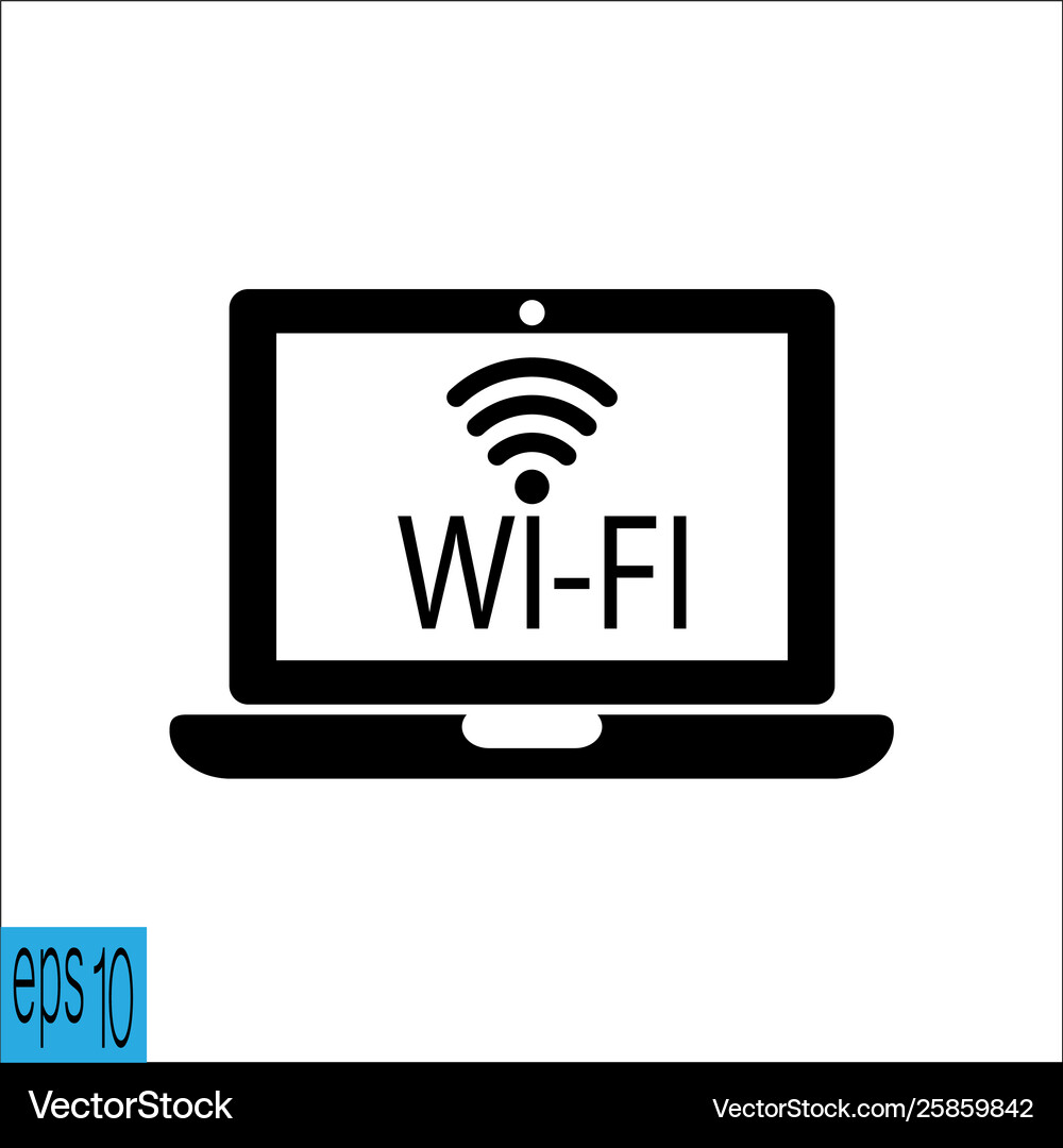 Laptop wifi wi-fi icon Royalty Free Vector Image