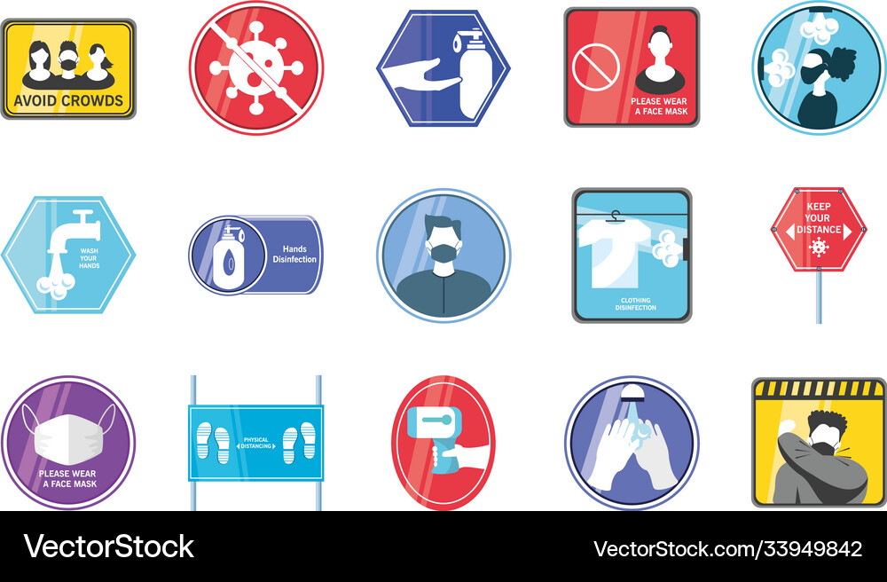 New normal detailed style set icons Royalty Free Vector