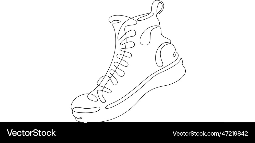 One continuous line sport shoes nice high top Vector Image