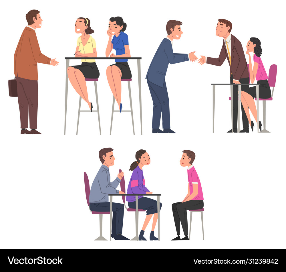 People having job interview with hr specialists Vector Image