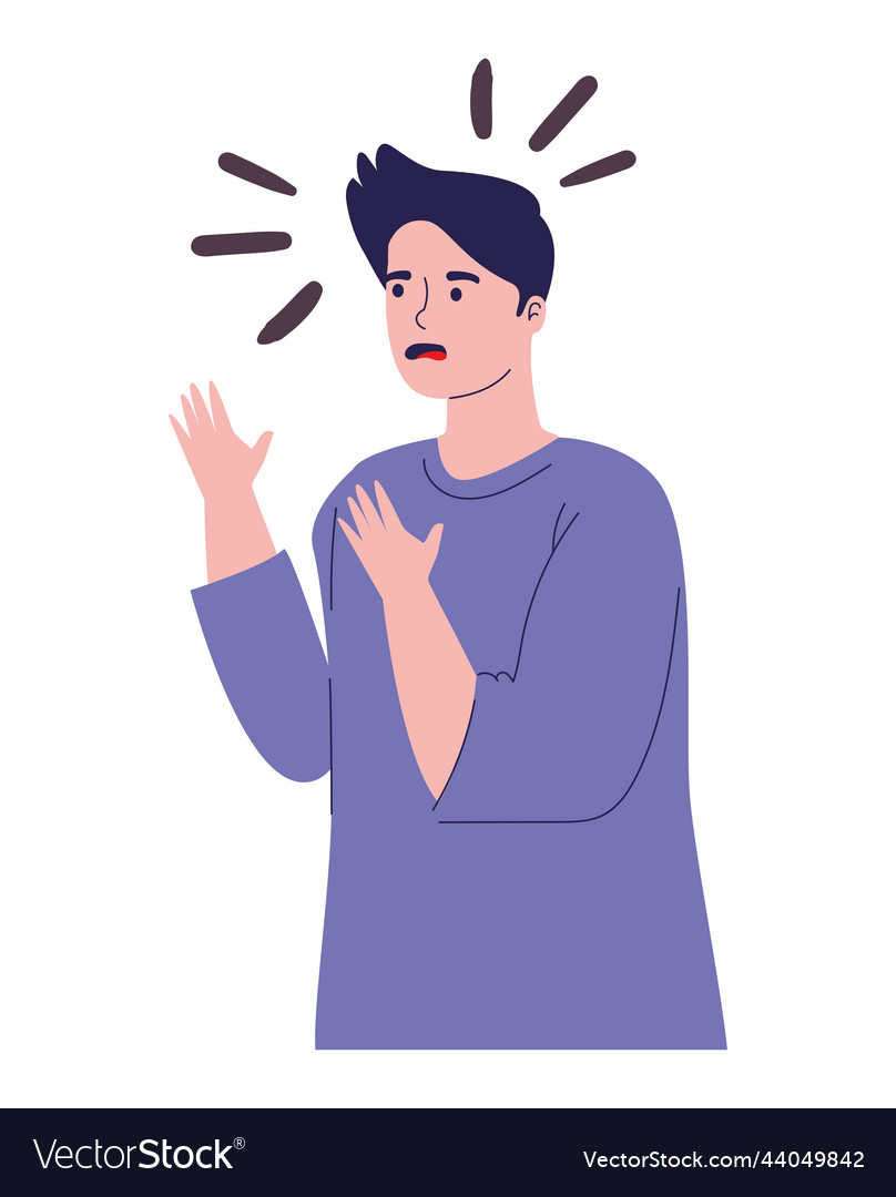 Scared man expression Royalty Free Vector Image