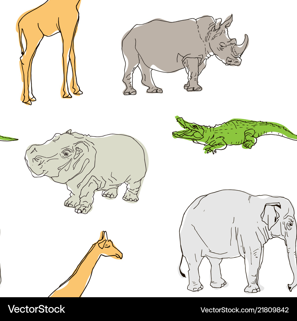 Seamless background of wild beasts concept Vector Image