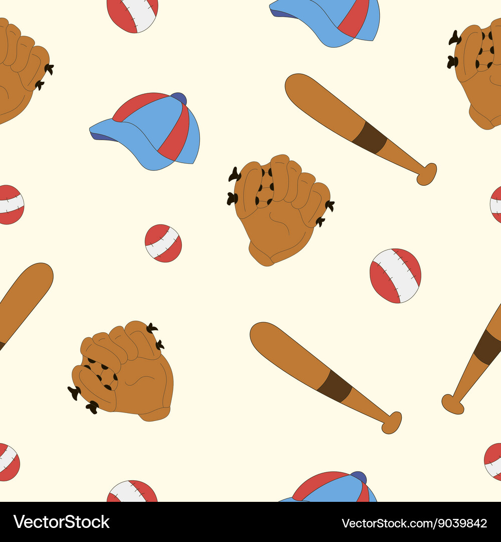 Set for baseball glove cap bat game Royalty Free Vector