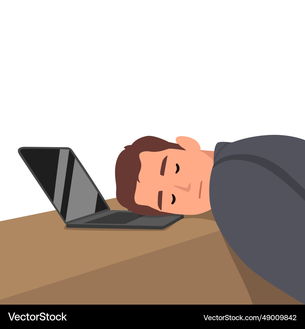 Tired and stressed young business man sleeping Vector Image