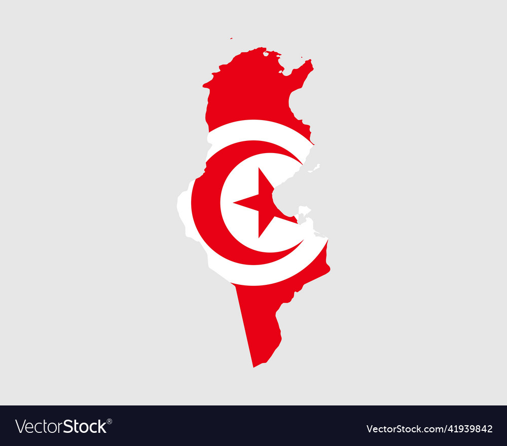 Tunisia map flag tunisian country with banner Vector Image