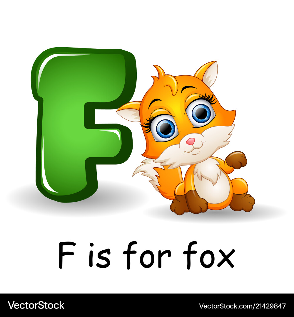 Animals alphabet f is for fox Royalty Free Vector Image