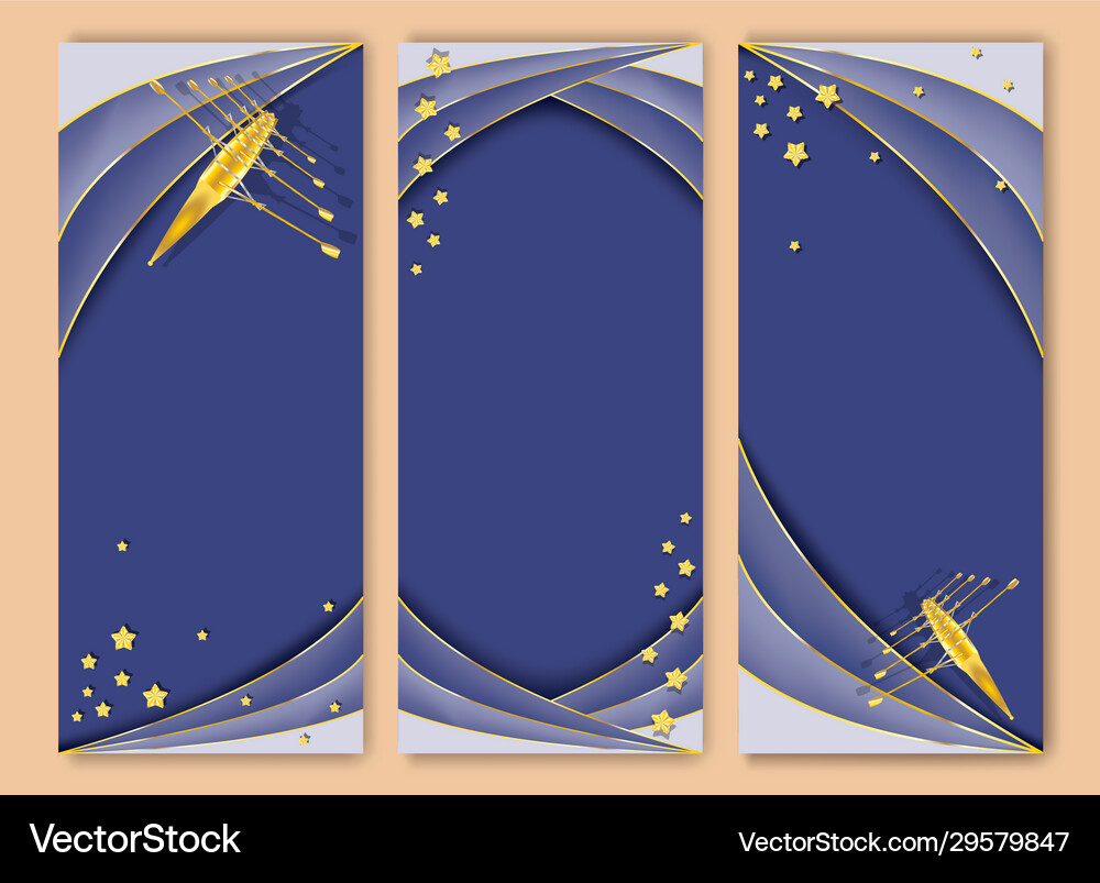 Banners with symbol golden boat Royalty Free Vector Image