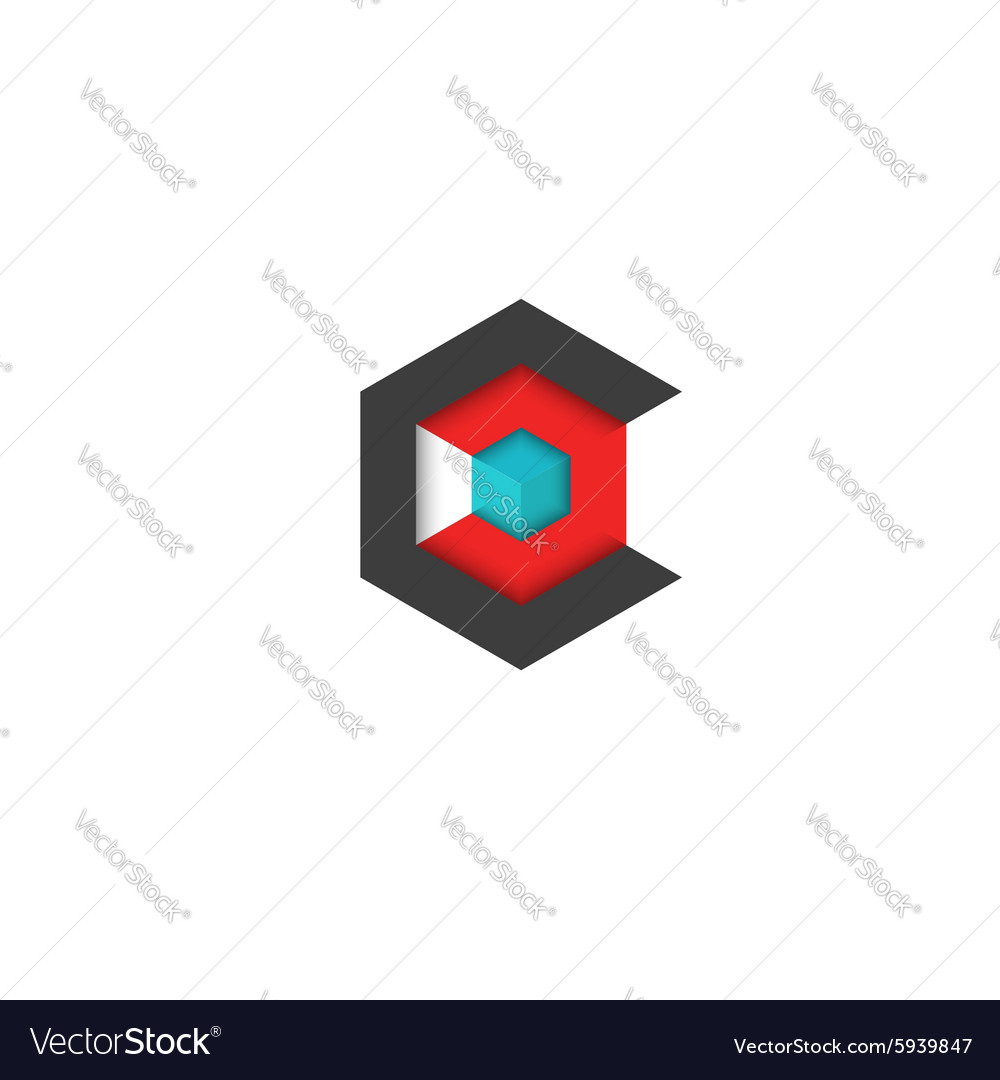 C logo cube isometric 3d hexagon abstract Vector Image