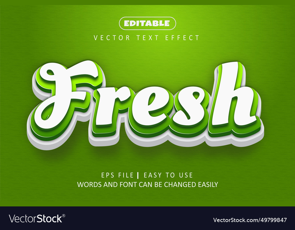 Editable 3d green fresh style text effect Vector Image