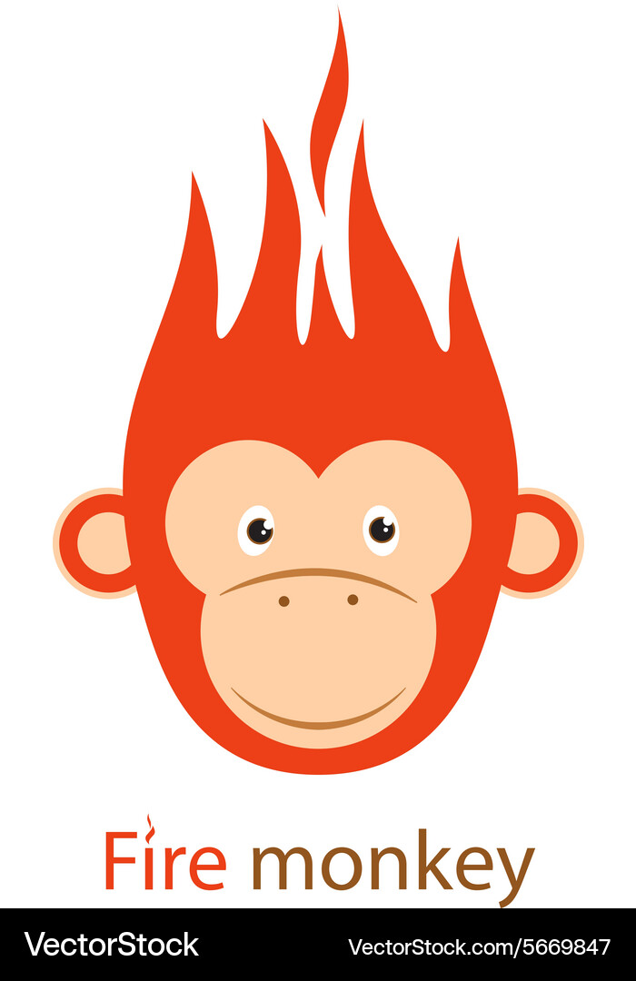 Funny redhead fiery monkey Royalty Free Vector Image