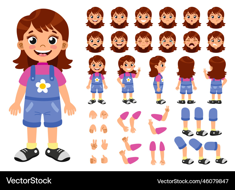 Girl set for animation Royalty Free Vector Image
