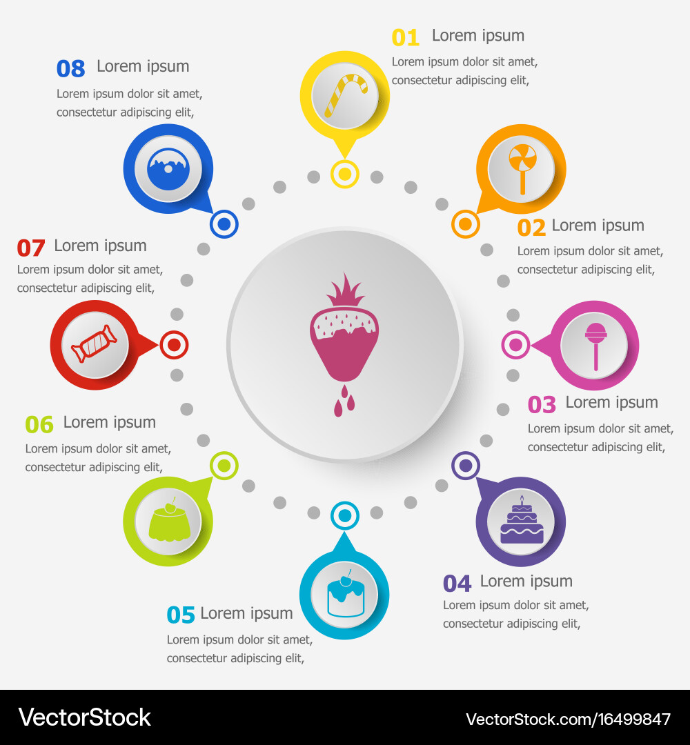 Infographic template with dessert icons Royalty Free Vector