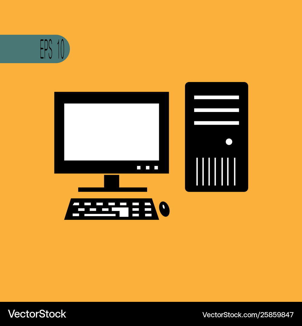 Pc icon mouse and keyboard Royalty Free Vector Image
