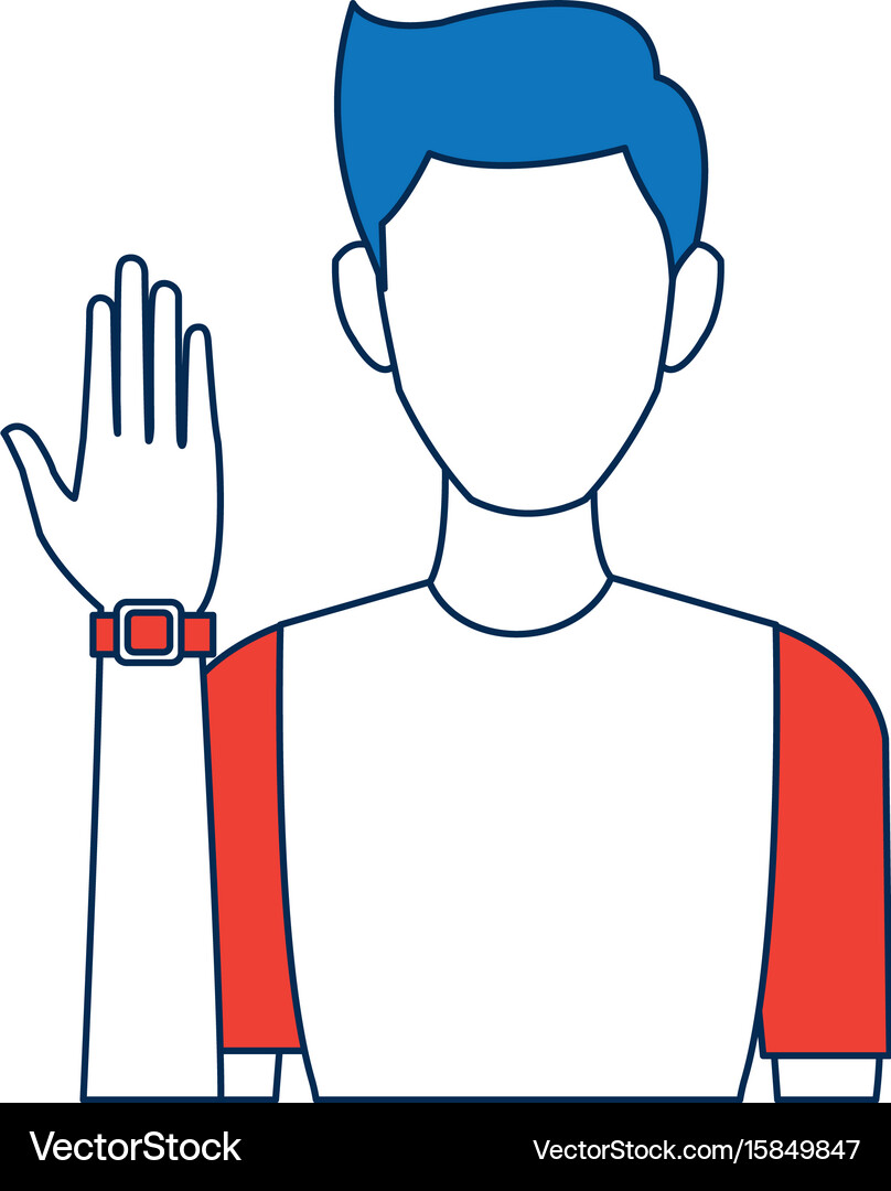 Portrait young man wearing smartwatch Royalty Free Vector