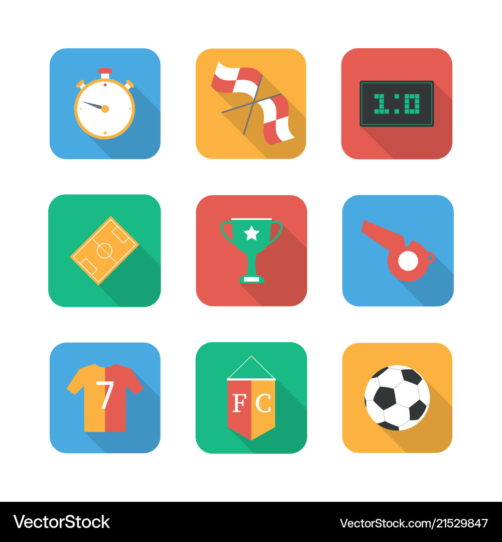 Soccer set icons with field Royalty Free Vector Image