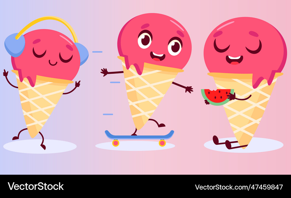 Summer cartoon characters set cartoon Royalty Free Vector