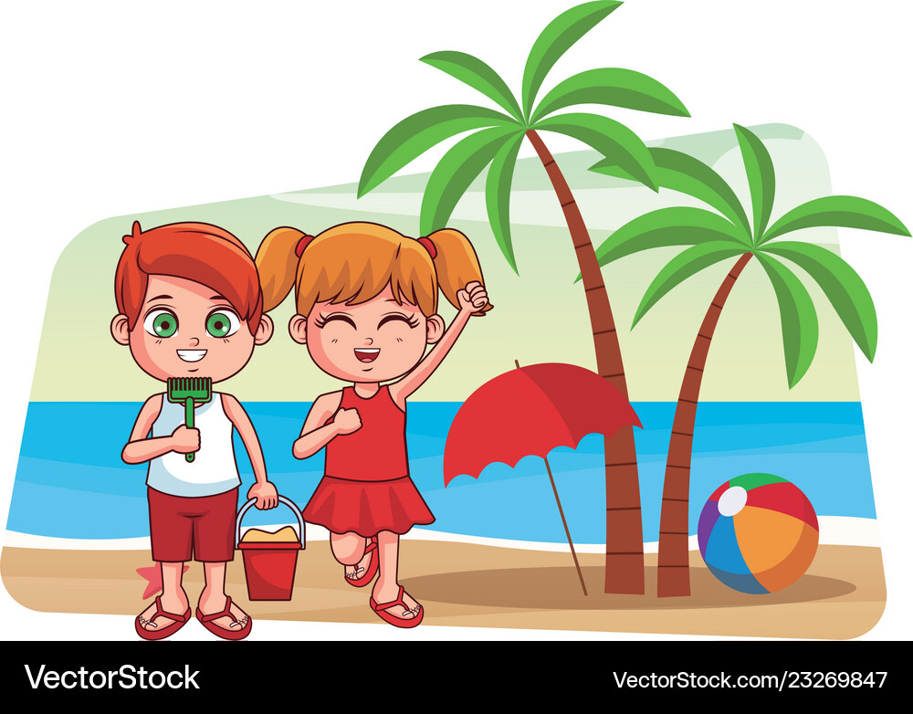Summer kids cartoon Royalty Free Vector Image - VectorStock