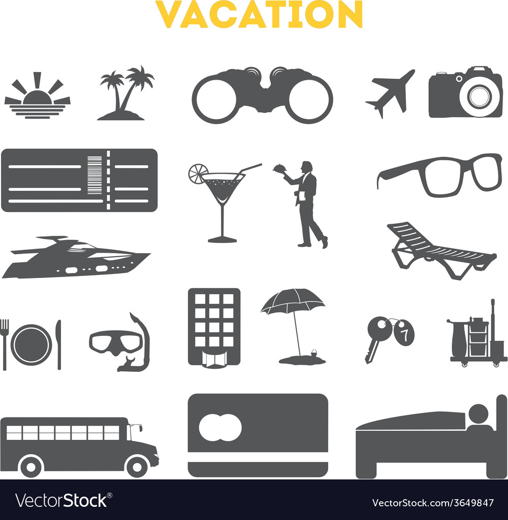 Vacation icons set Royalty Free Vector Image - VectorStock