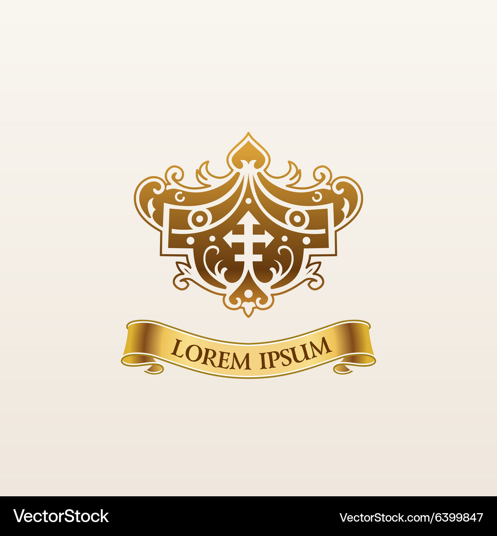 Vintage luxury gold emblem elegant Royalty Free Vector Image