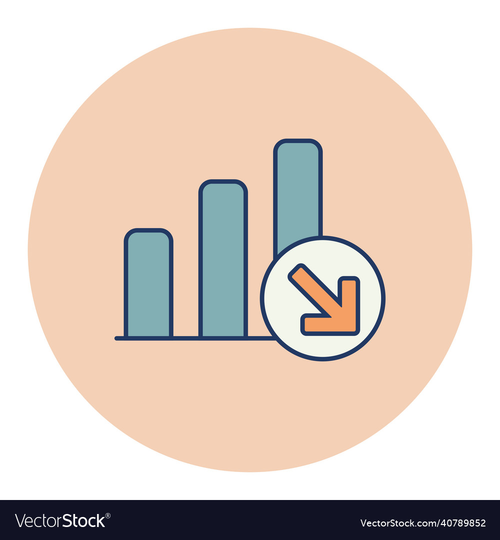 Decrease outline flat icon office sign graph Vector Image