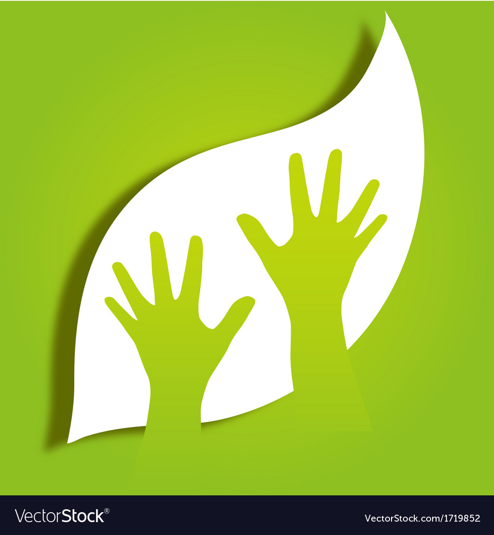 Hands caring leaf Royalty Free Vector Image - VectorStock