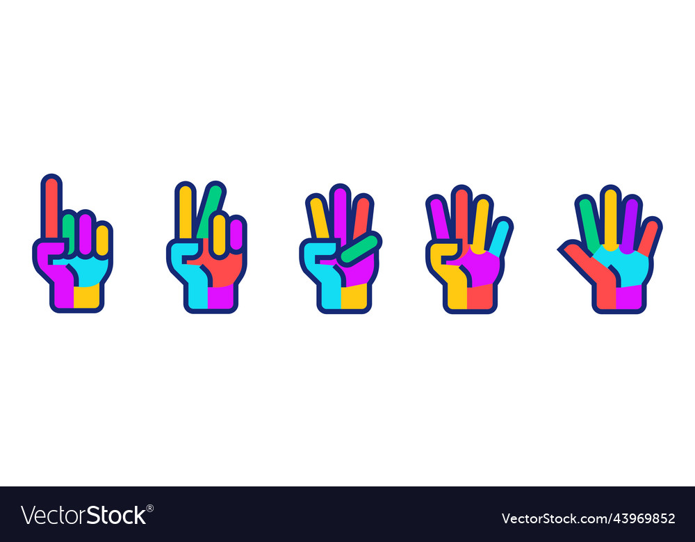 Hands showing numbers hand gesture count 1 Vector Image