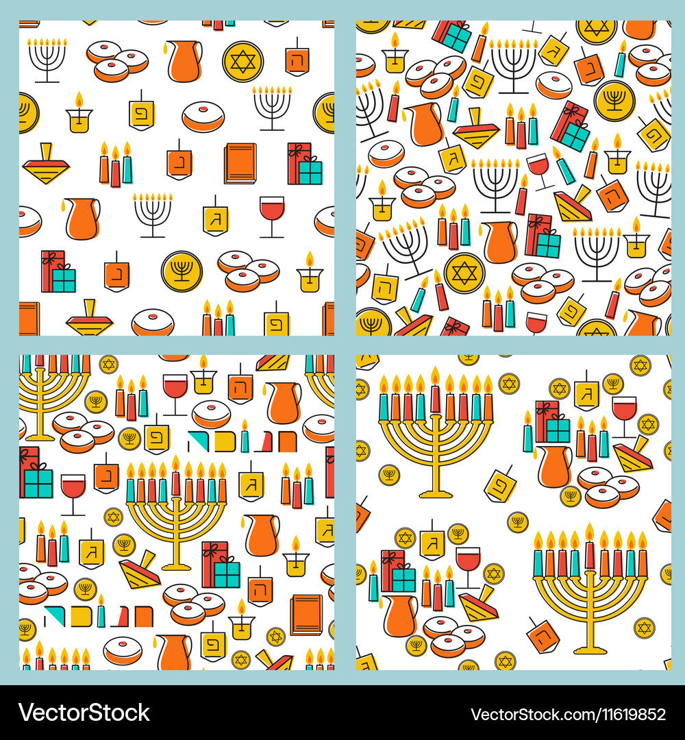 Hanukkah seamless pattern collection Royalty Free Vector