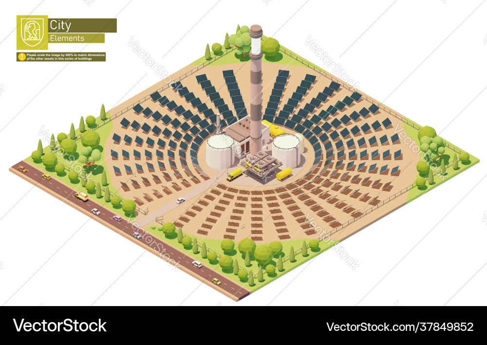 Isometric concentrated solar power plant Vector Image