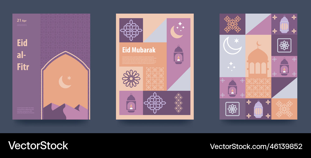 Ramadan kareem ramadan greeting card template set Vector Image