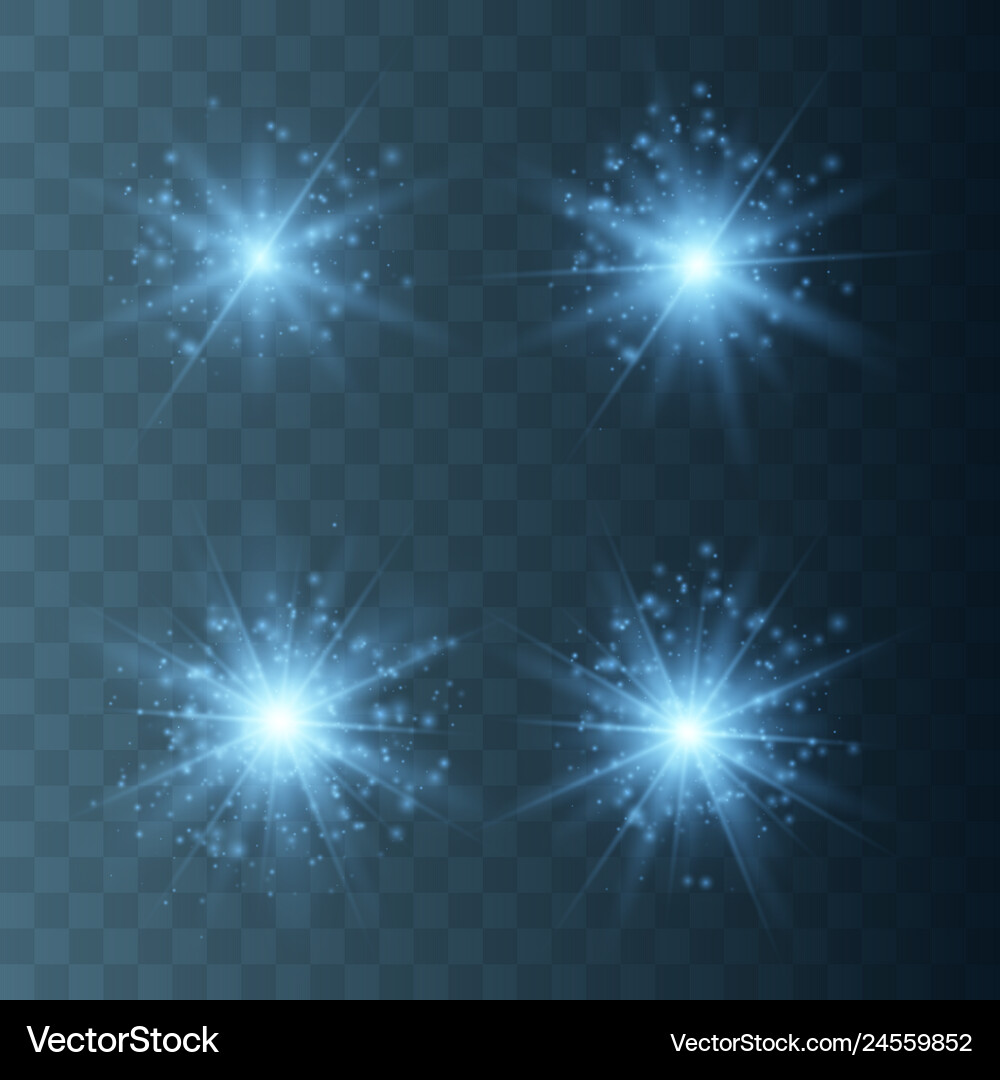 Set of glowing light stars Royalty Free Vector Image