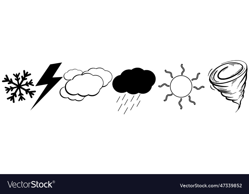 Set of hand drawn weather icons Royalty Free Vector Image