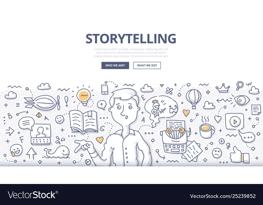 Storytelling doodle concept Royalty Free Vector Image