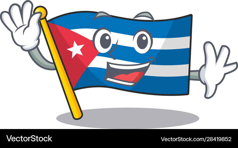 Waving cute smiley flag cuba scroll cartoon Vector Image