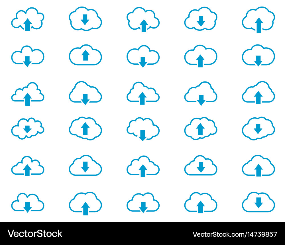 Cloud line icons set outline linear pictograph Vector Image