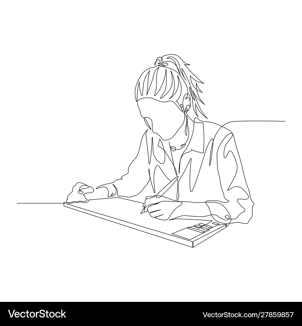 Continuous one line woman drawing on graphic Vector Image