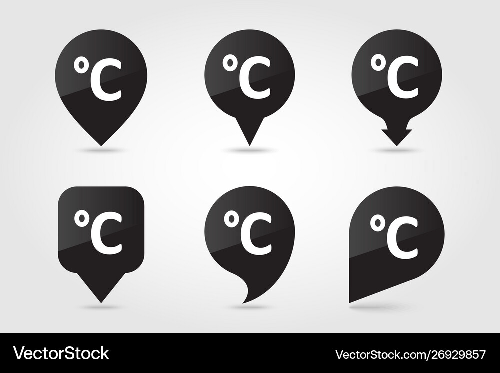 Degrees celsius pin map icon meteorology weather Vector Image