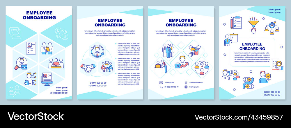 Employee onboarding turquoise brochure template Vector Image