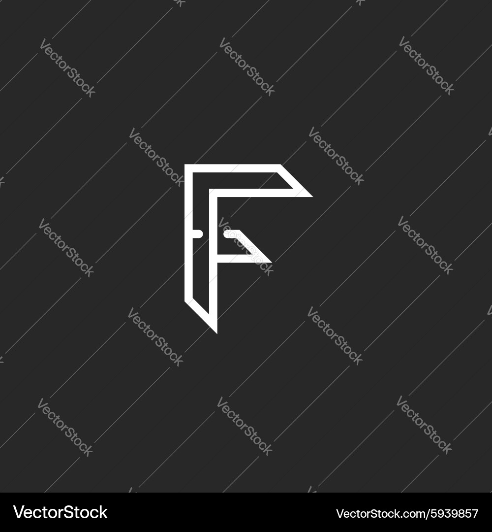 F logo letter outline black and white monogram Vector Image