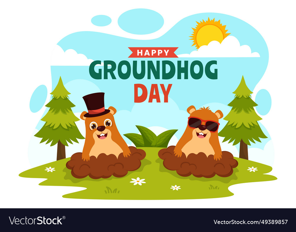 Happy groundhog day on february Royalty Free Vector Image