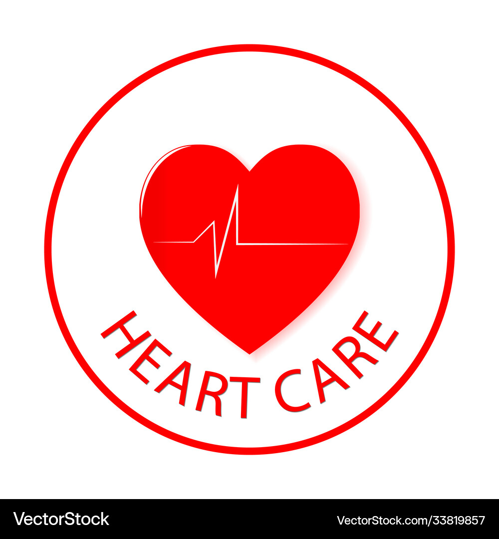 Icon logo red heart with text care design Vector Image