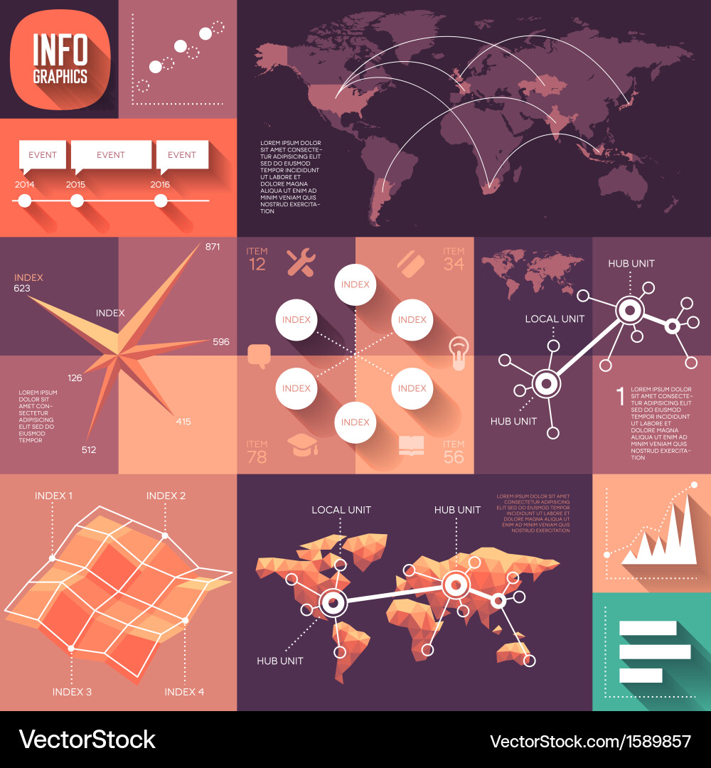 Infographics of flat design with long shadows Vector Image