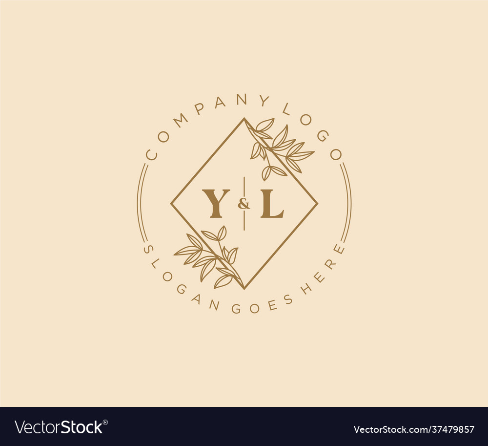 Initial yl letters beautiful floral feminine Vector Image