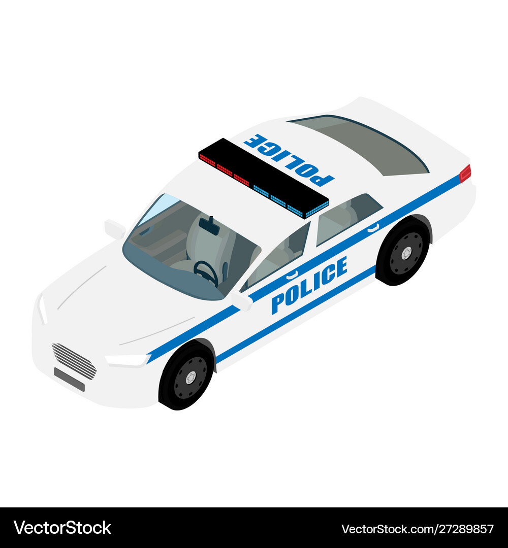 Police car isometric view isolated on white Vector Image
