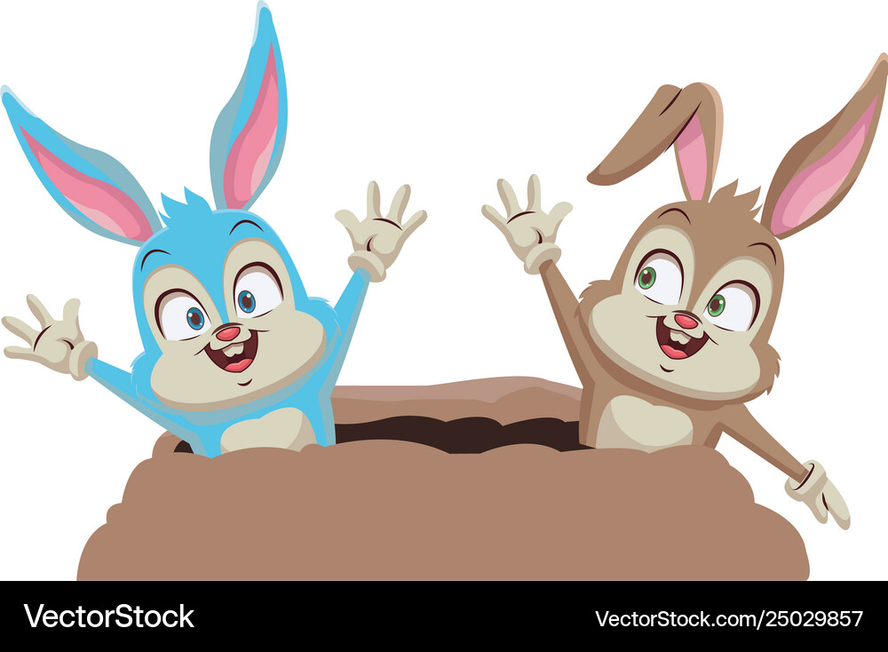 Rabbits couple cartoon Royalty Free Vector Image